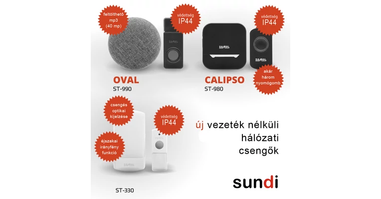 SUNDI vezeték nélküli design csengő
